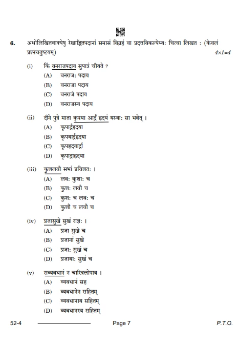 Sanskrit Question Paper for Class 10: Download CBSE 10 Sanskrit ...